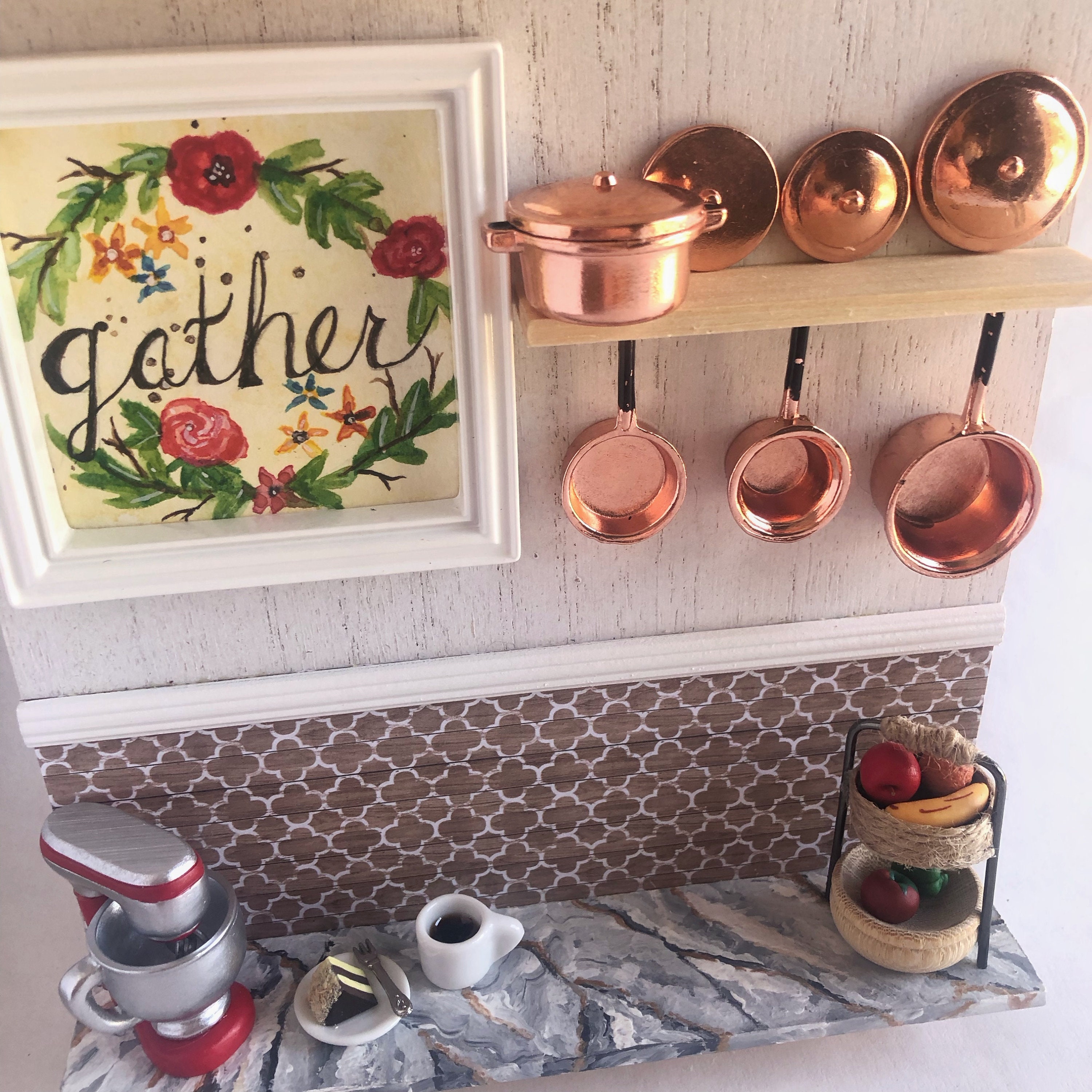 Miniature Kitchen Room Box Wall Hanging, Handmade Miniature ...