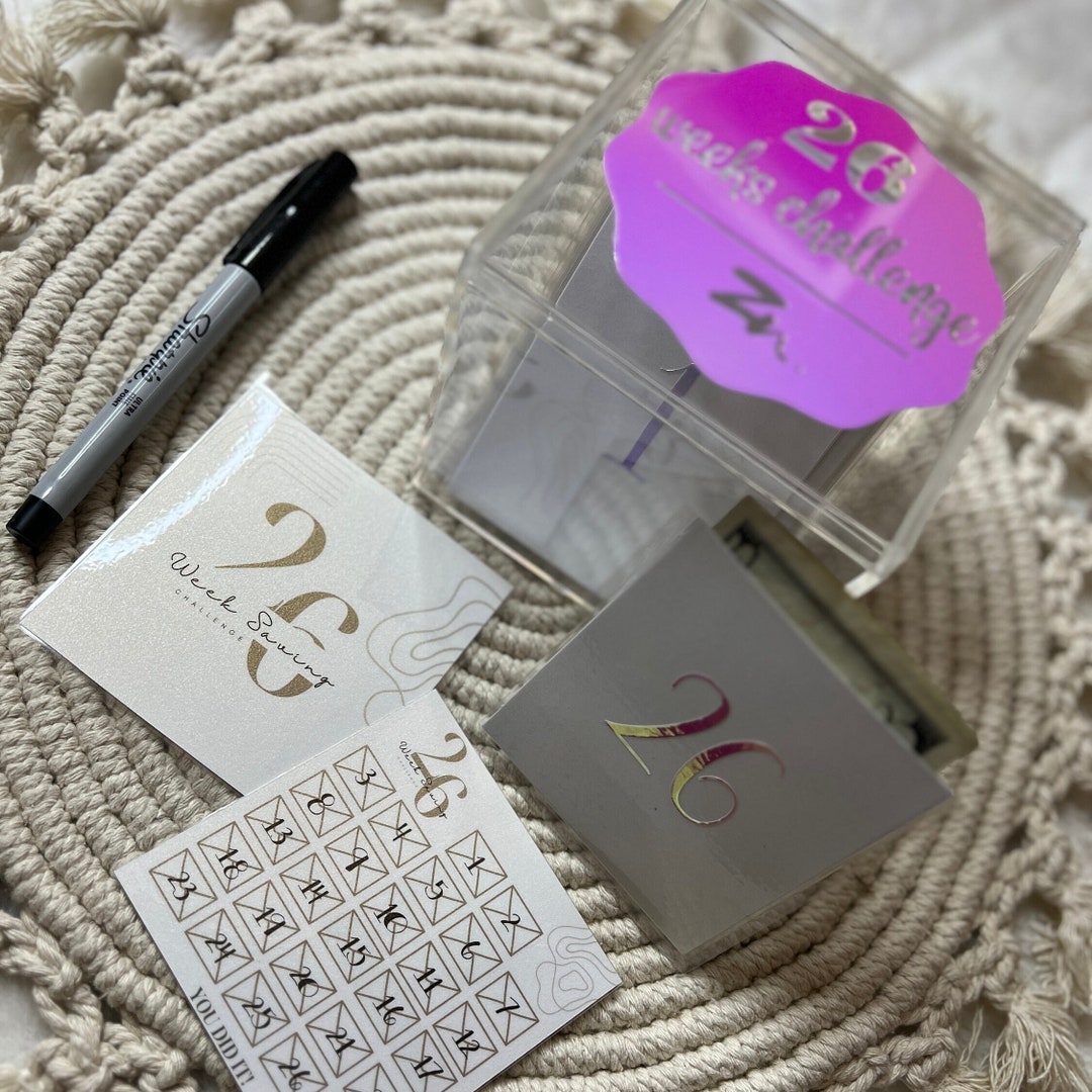 26 or 52 Weeks Savings Challenge Box With Laminated Envelopes, Reusable ...