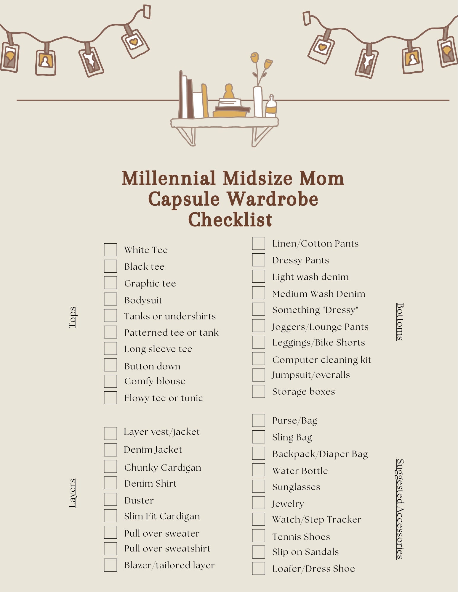 Millennial Midsize Mom Capsule Wardrobe Checklist - Etsy