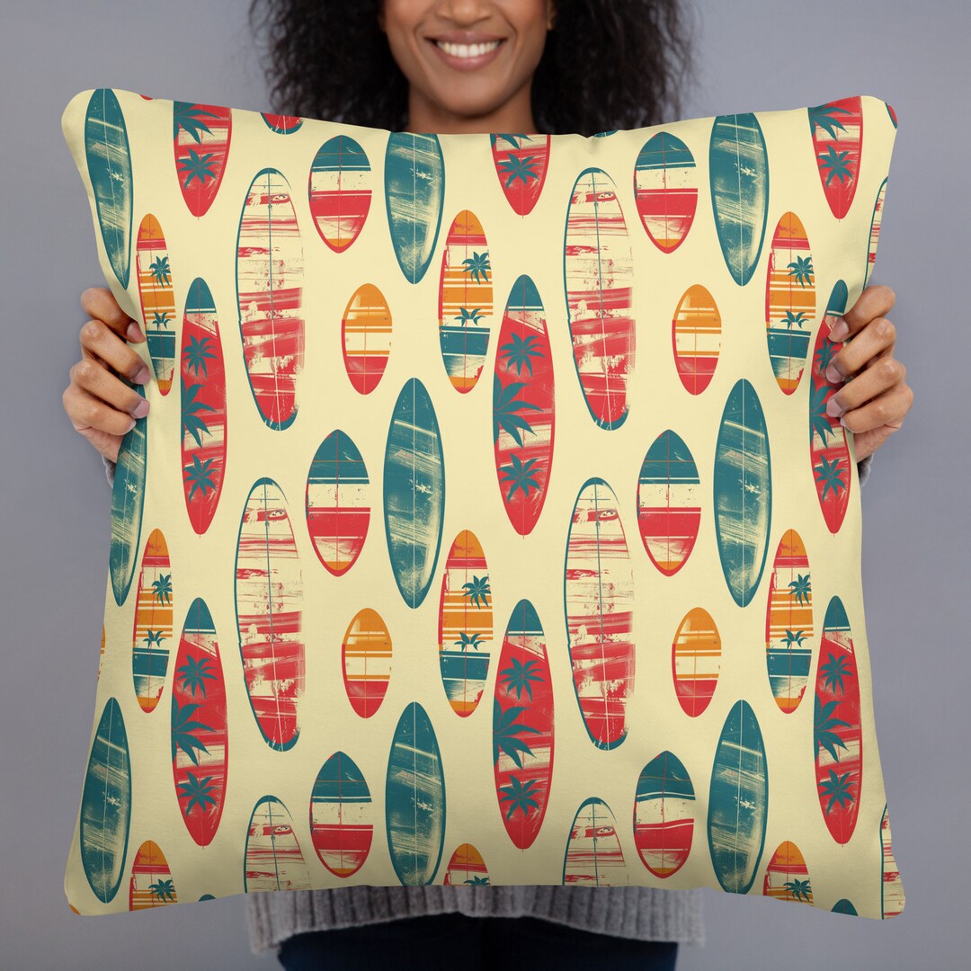 California Surf Retro Surf Board Summer Venice Beach Basic Pillow - Etsy