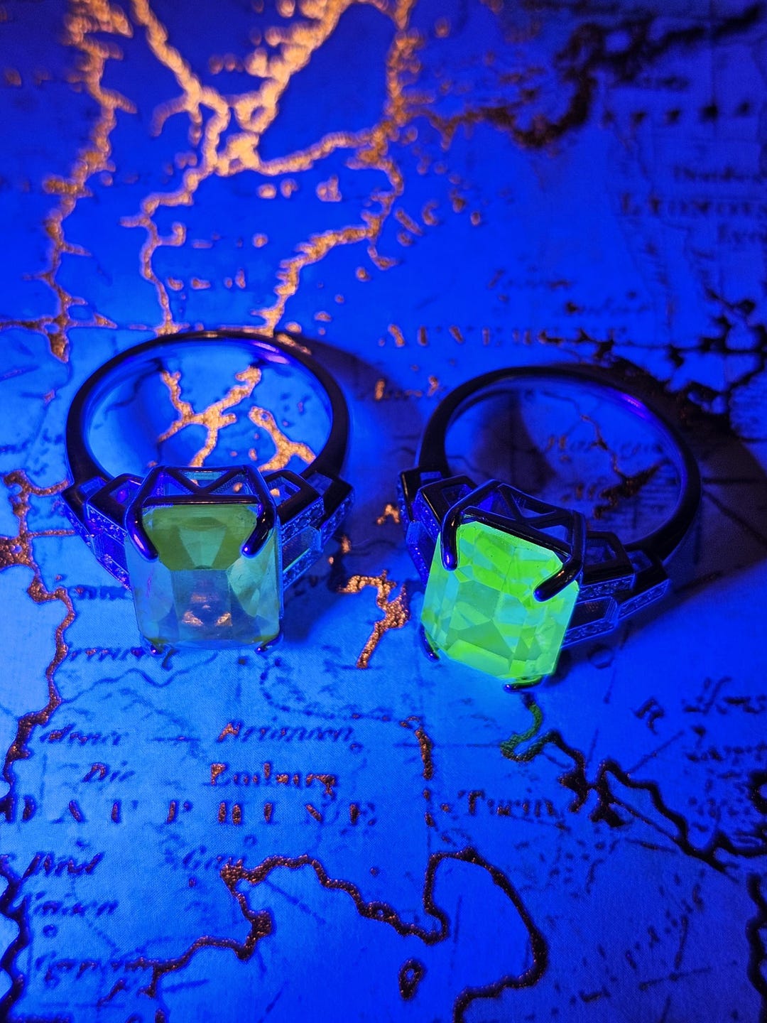 Uranium Glass Ring New Sterling Silver in a Size 7 With a Yellow or ...