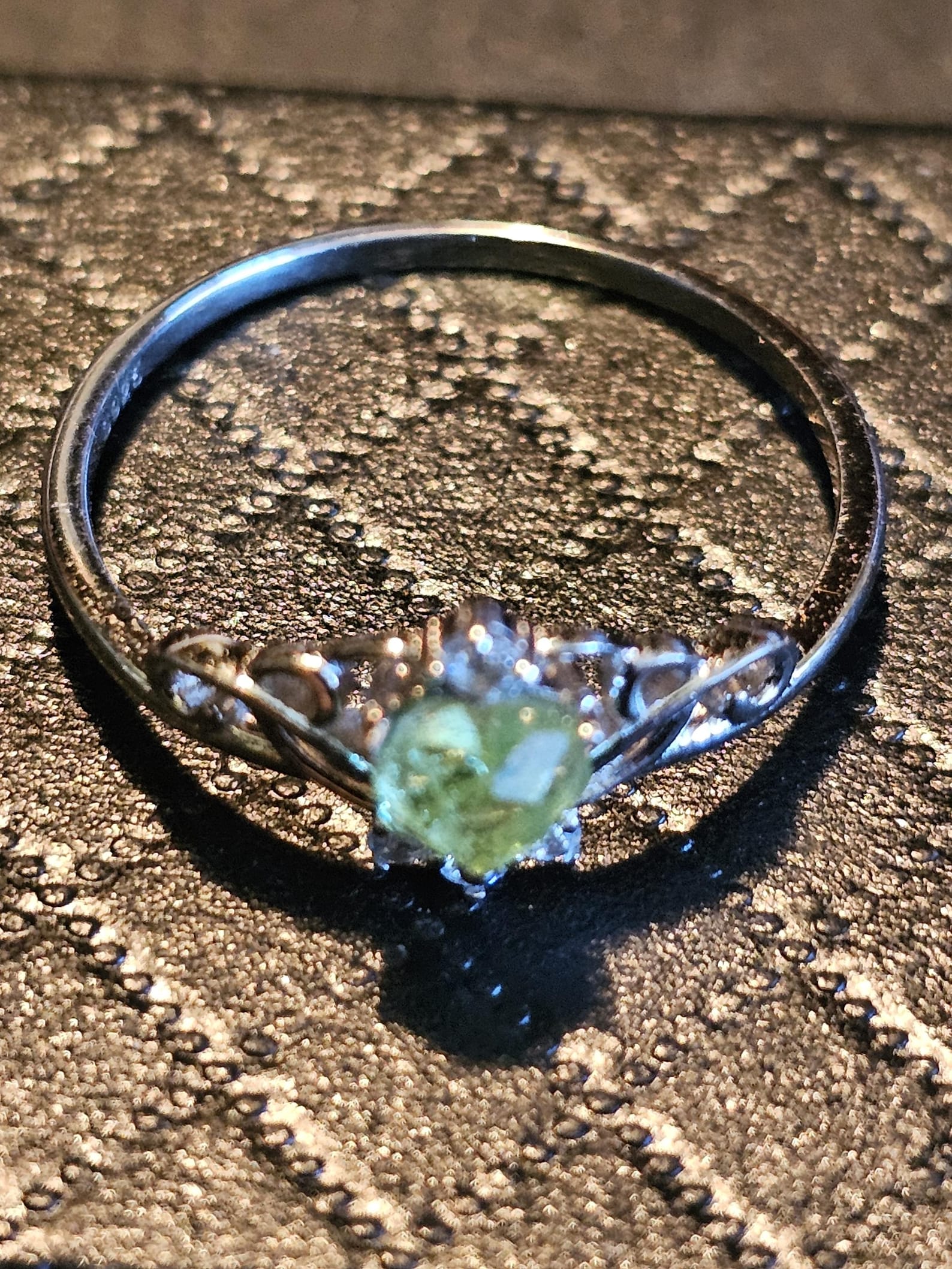 Uranium Glass Heart Cut Ring Size 6 to 10 New Sterling Silver With a ...