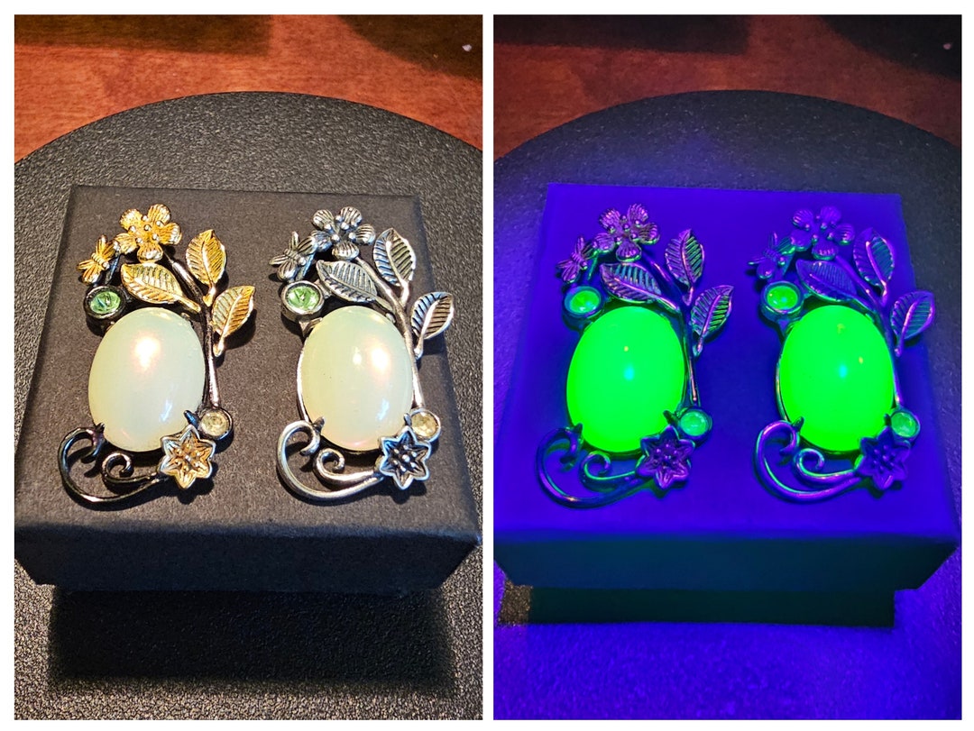 Uranium Glass Pendant Beautiful New Sterling Silver Setting With Large ...