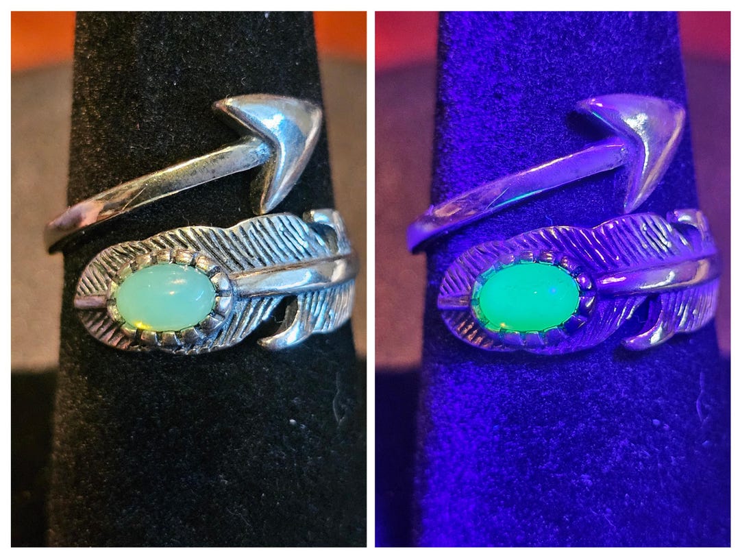 Uranium Glass Adjustable Ring Sterling Silver With Vintage Smooth Top ...