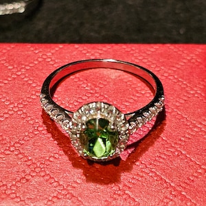 Uranium Glass Oval Cut Ring Size 4 Through 10.5 in New Sterling Silver ...