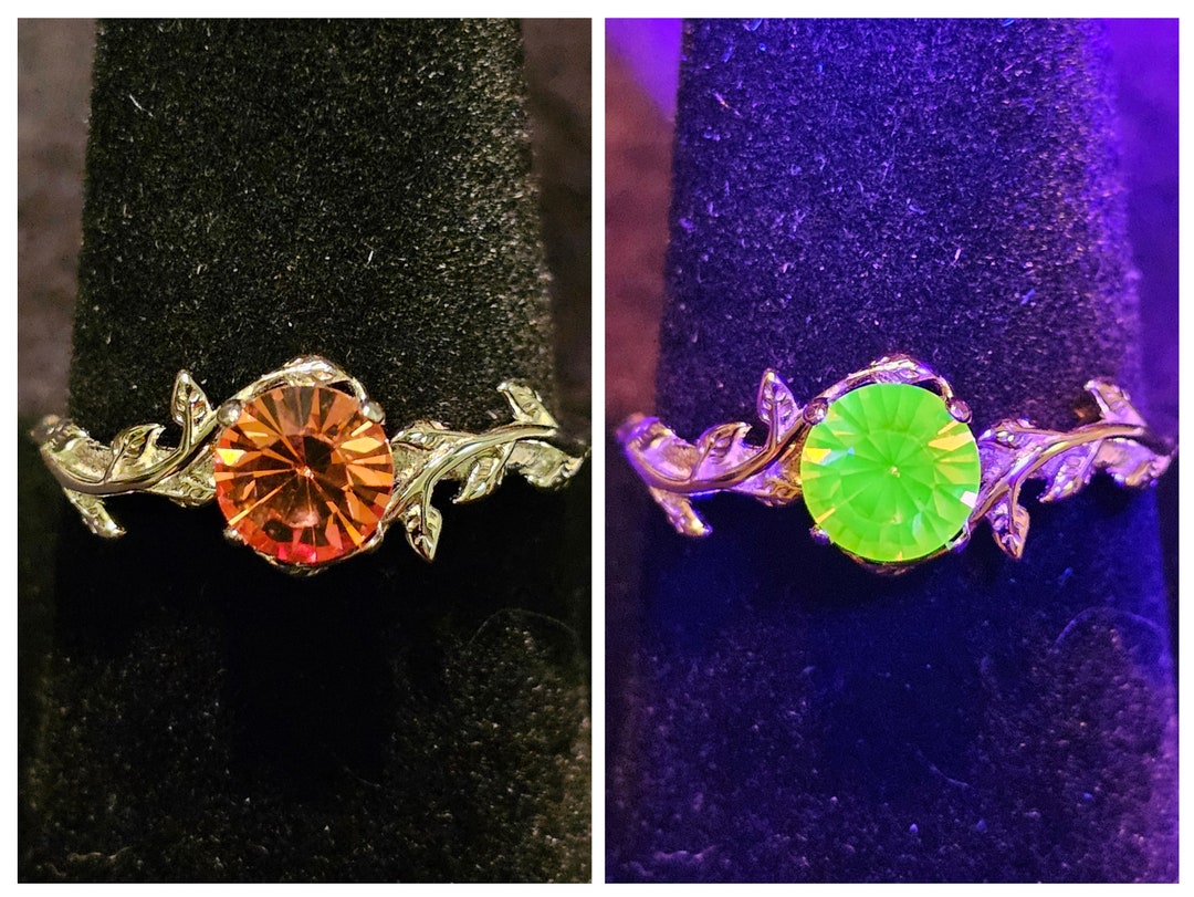 Uranium Glass Round Cut Ring Size 4 to 10 New Sterling Silver With ...