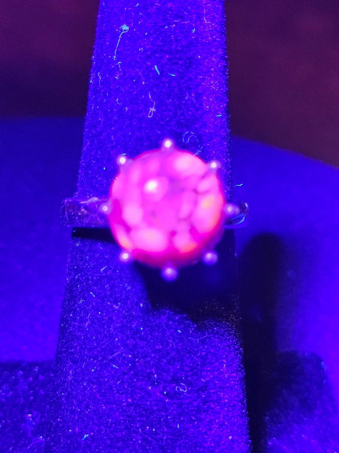 Cadmium Glass "lava" Ring in Size 5.5 New Sterling Silver With Vintage ...