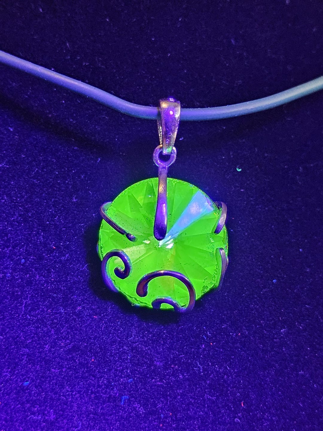 Uranium Glass Pendant READ DESCRIPTION New Sterling Silver With Large ...