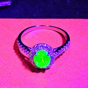Uranium Glass Oval Cut Ring Size 4 Through 10.5 in New Sterling Silver ...