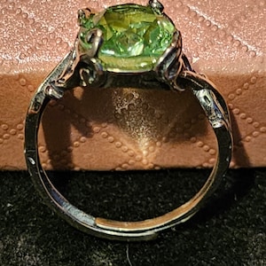 Uranium Glass Adjustable Ring in Sterling Silver With Large Oval Cut ...