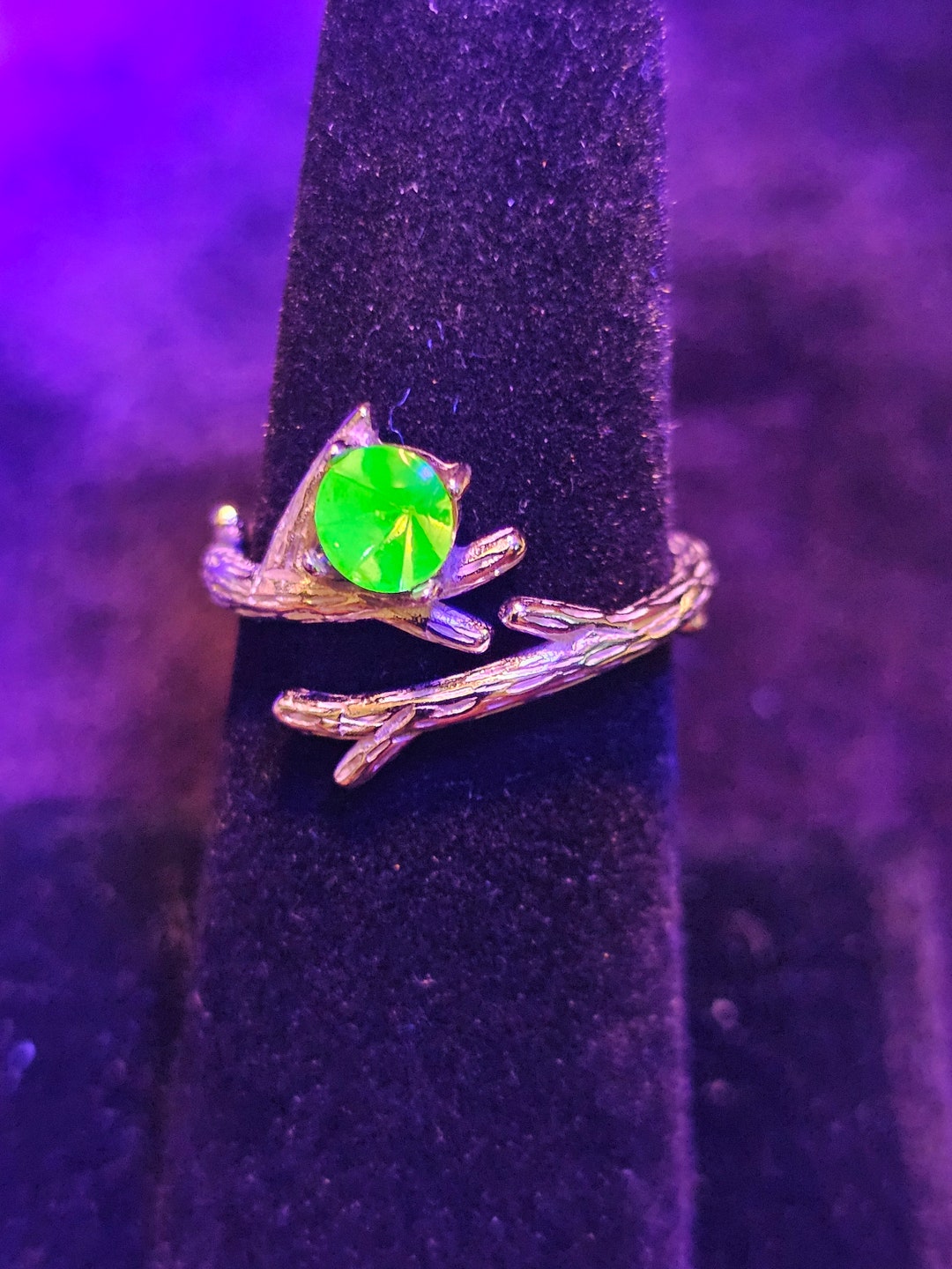 Uranium Glass Ring Adjustable Size in Sterling Silver With a Vintage ...