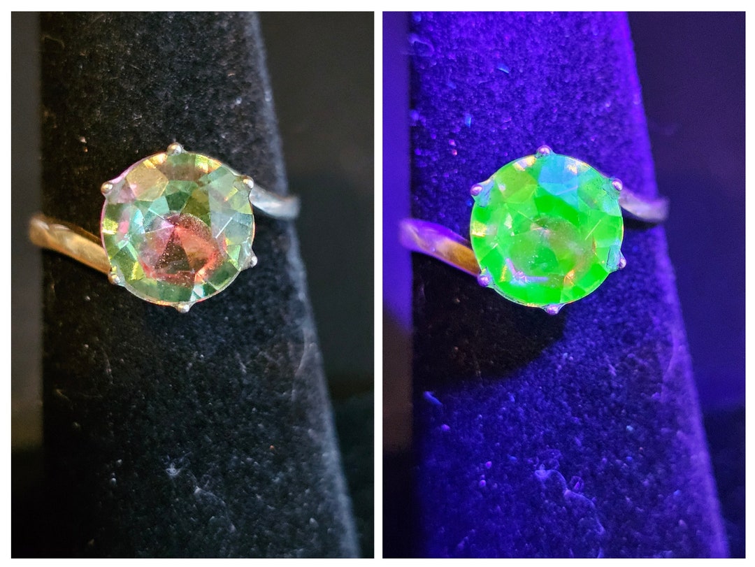 Uranium Glass Round Cut Ring Various Sizes New Sterling Silver With a ...