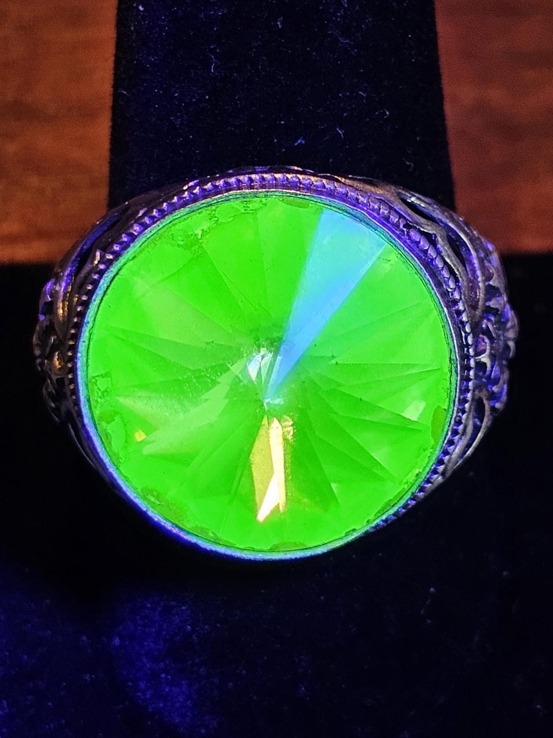 Uranium Glass Men Ring Adjustable With a Large 18 Mm Vintage Uranium ...
