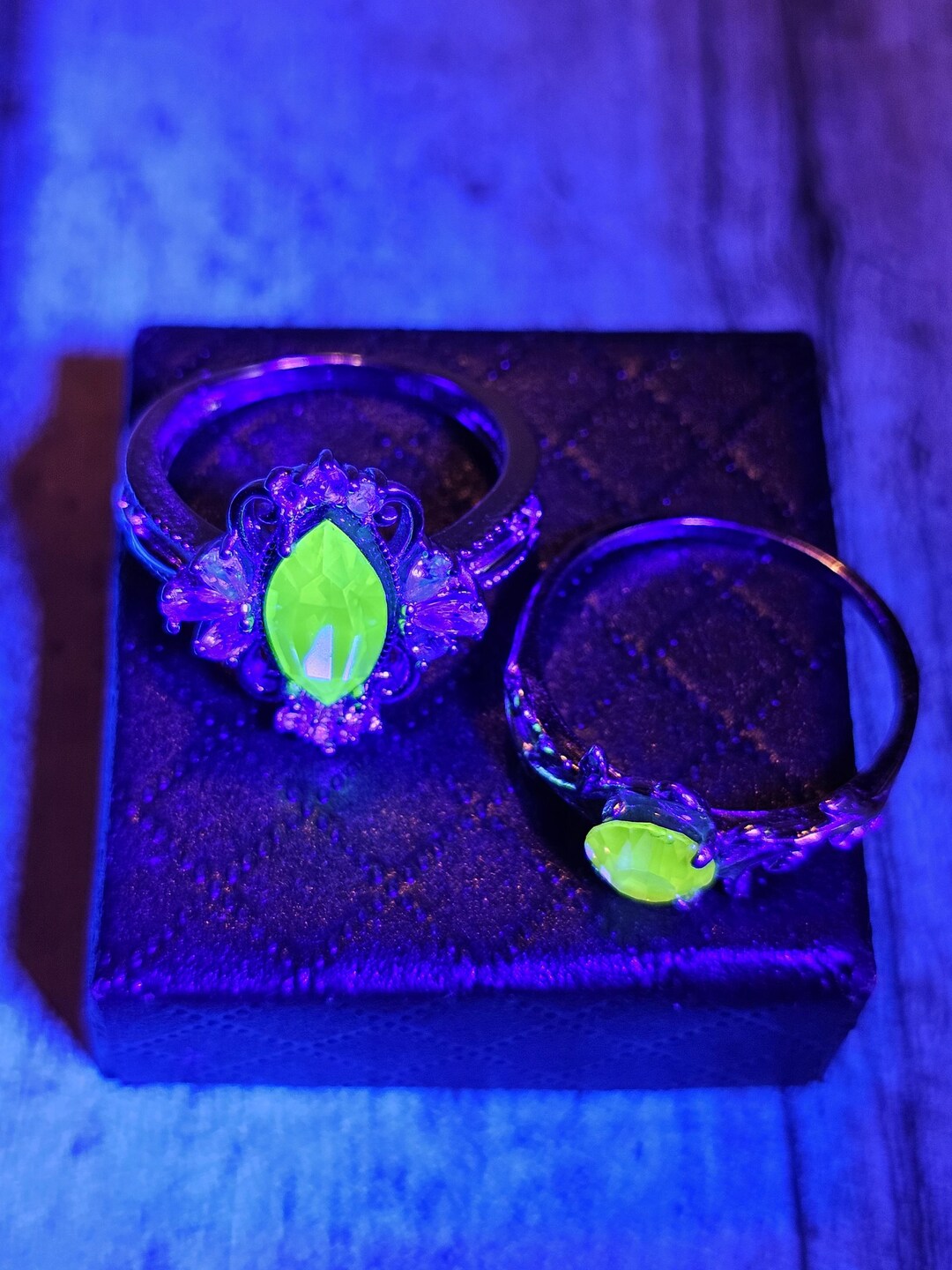 Uranium Glass Rings Various Sizes READ DESCRIPTION!!!! Sterling Silver ...