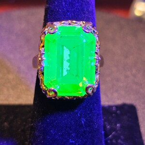 Uranium Glass Ring New Sterling Silver Size 7 or 7.5 With a Vintage ...