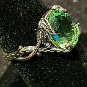 Uranium Glass Adjustable Ring in Sterling Silver With Large Oval Cut ...