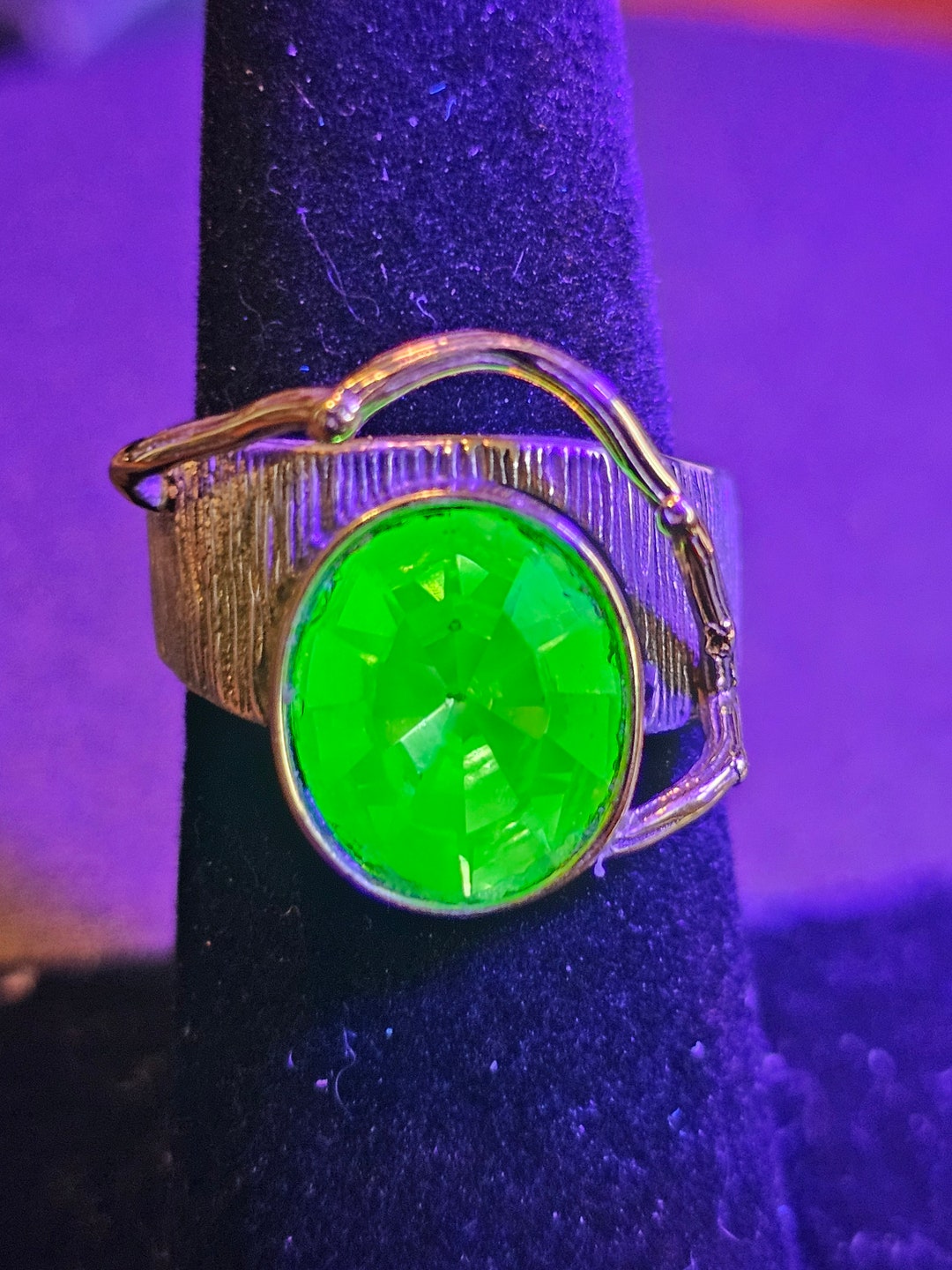 Uranium Glass Men's Ring Adjustable Size With a 12x10 Mm Vintage ...