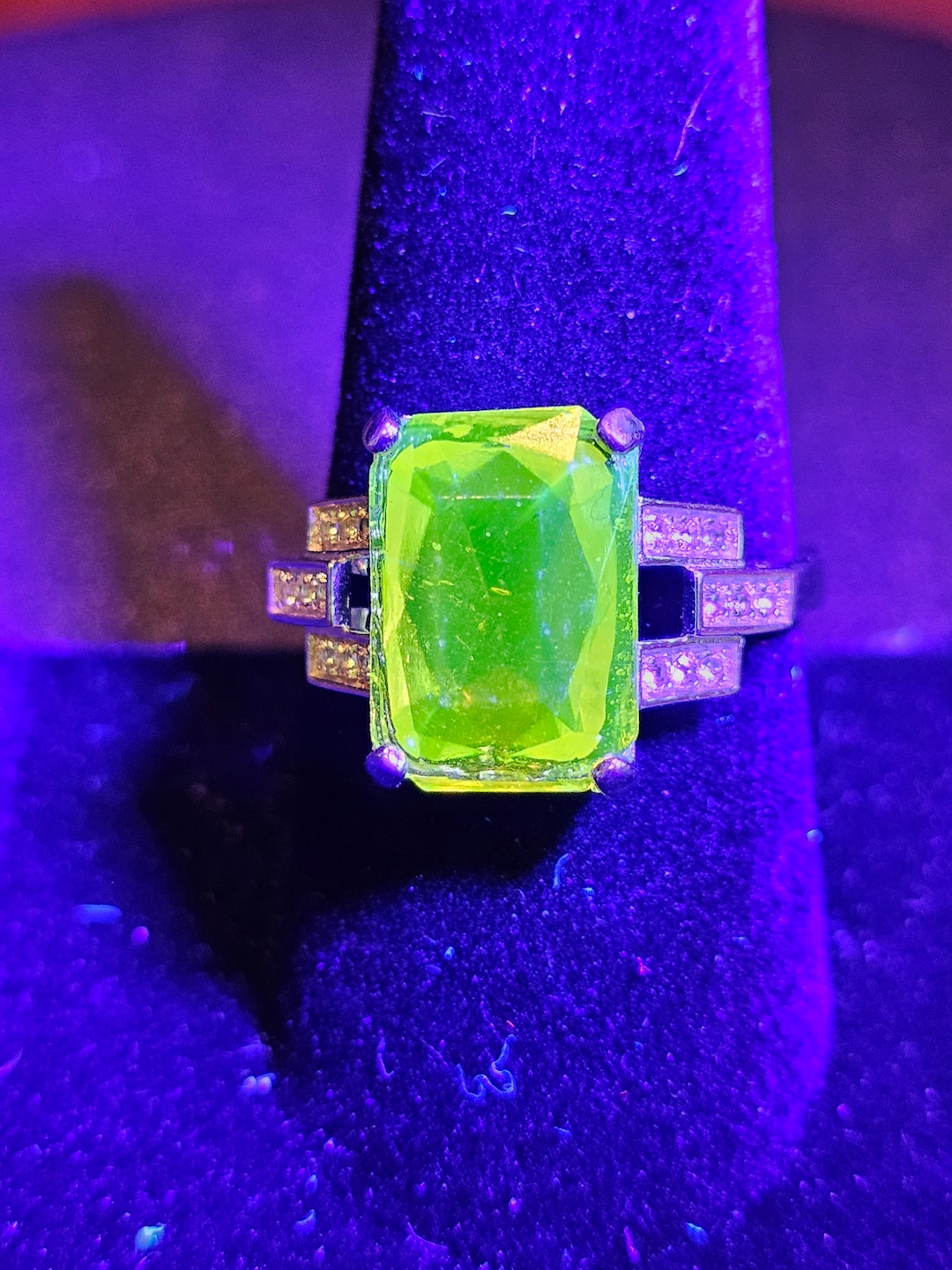 Uranium Glass Ring New Sterling Silver in a Size 7 With a Vintage ...