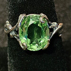 Uranium Glass Adjustable Ring in Sterling Silver With Large Oval Cut ...