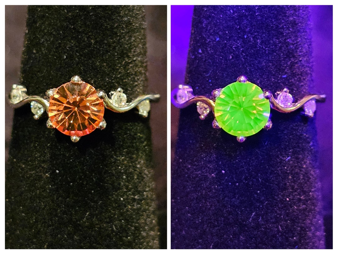 Uranium Glass Ring Size 5 to 10 New Sterling Silver With a Vintage Rare ...