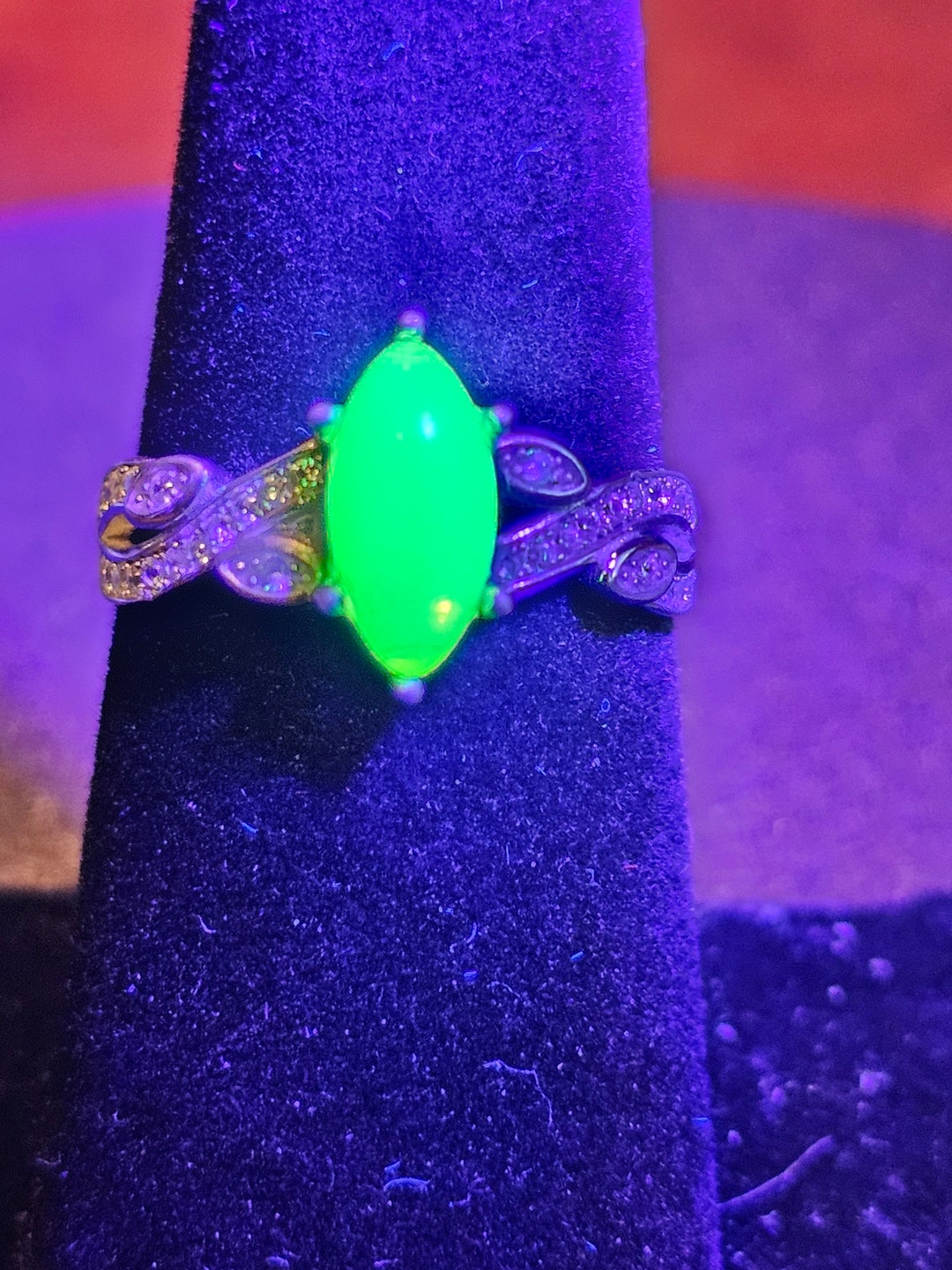 Uranium Glass Marquise Cut Ring Size 6, 7, 8, 9, and 10 New Sterling ...