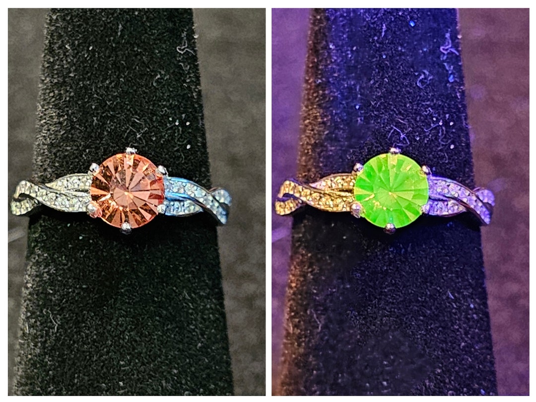 Uranium Glass Ring Size 6 Through 10 Sterling Silver With a Vintage ...