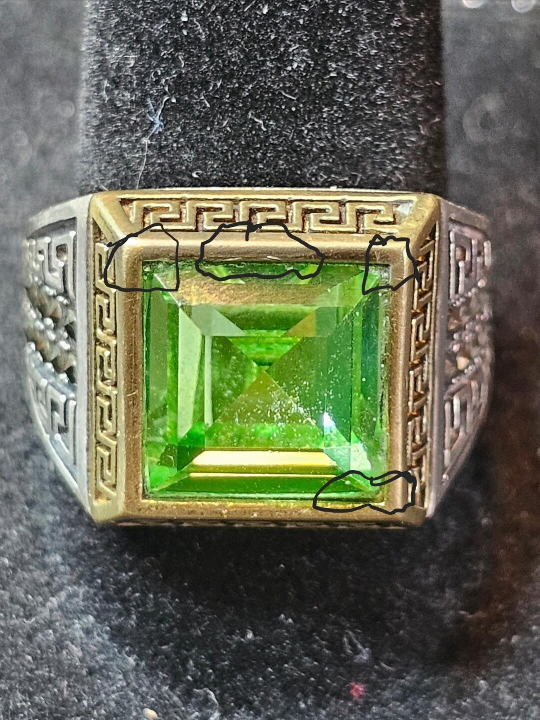 Uranium Glass Men's Ring READ DESCRIPTION New Sterling Silver ...