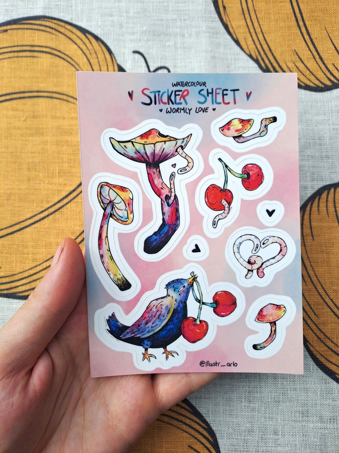 Watercolor Sticker Sheet "wormly Love" - Etsy