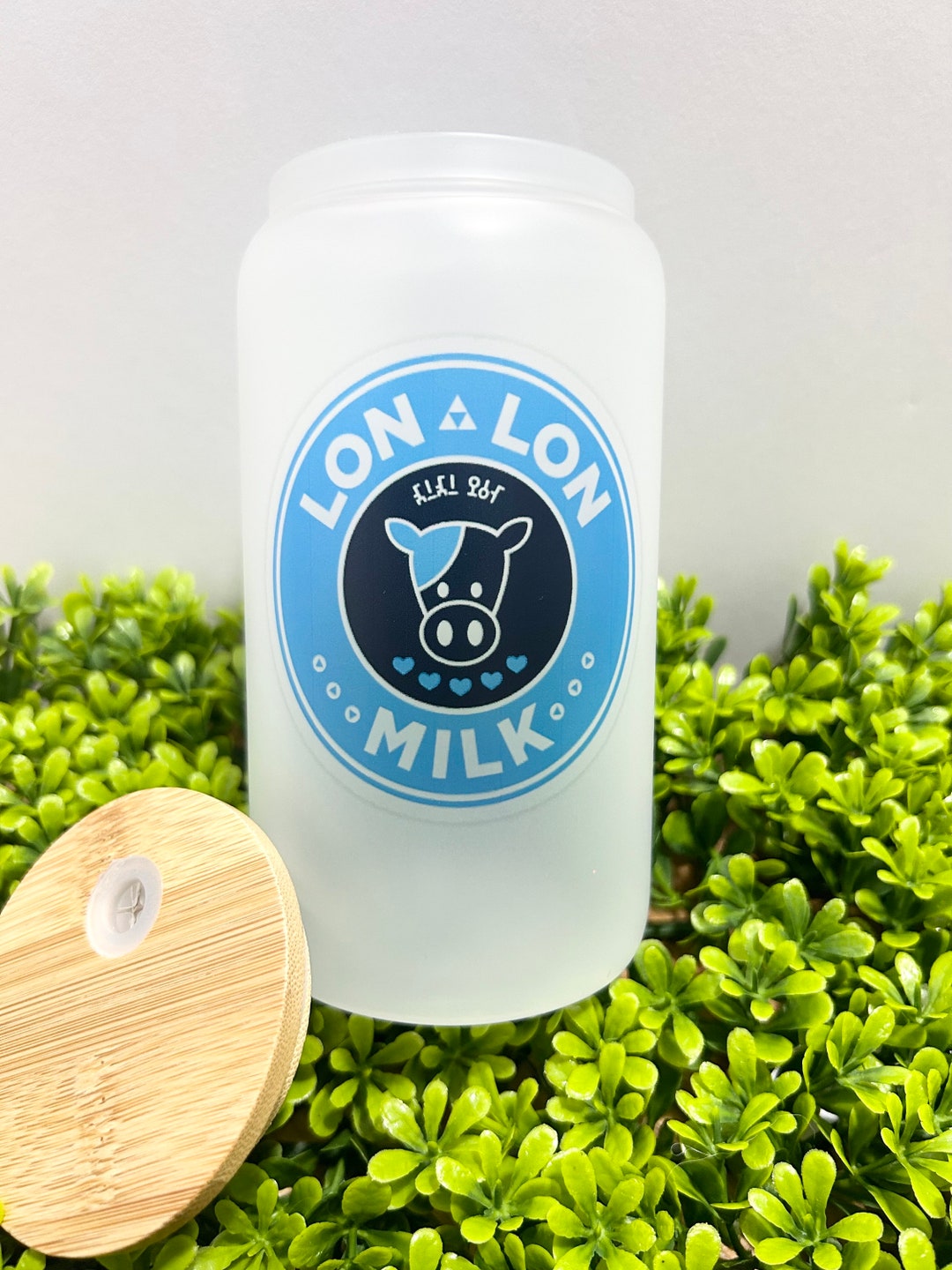 Frosted Glass Cup/ Lon Lon Ranch/ Milk Cup/ Glass Tumbler/ Travel Cup ...