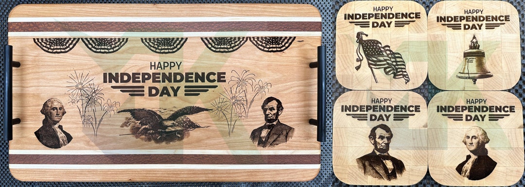 Combo Pack 4th of July Serving Tray and Coasters - Etsy