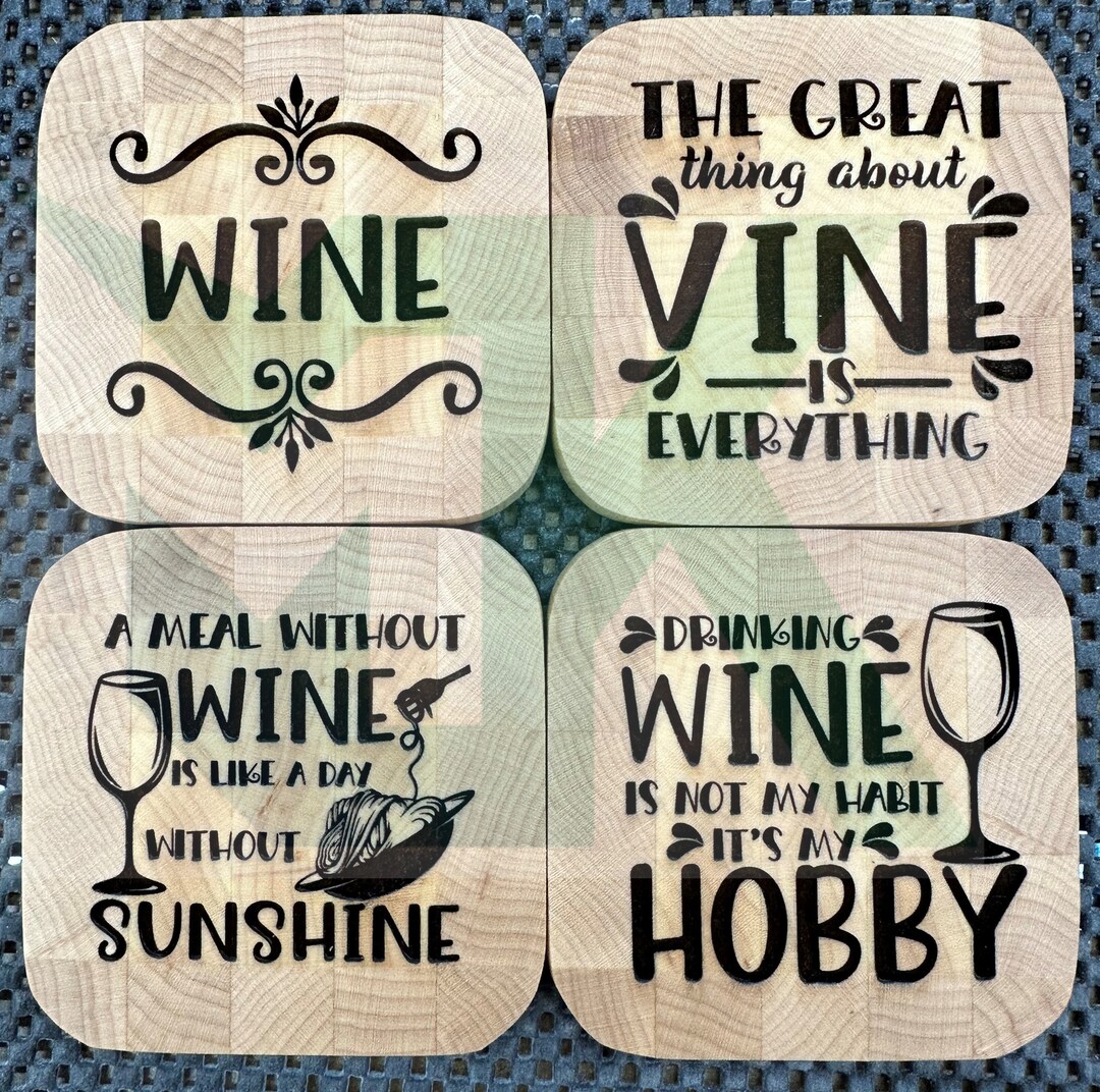 4 Wine Engraved 25 Piece Maple Costars - Etsy