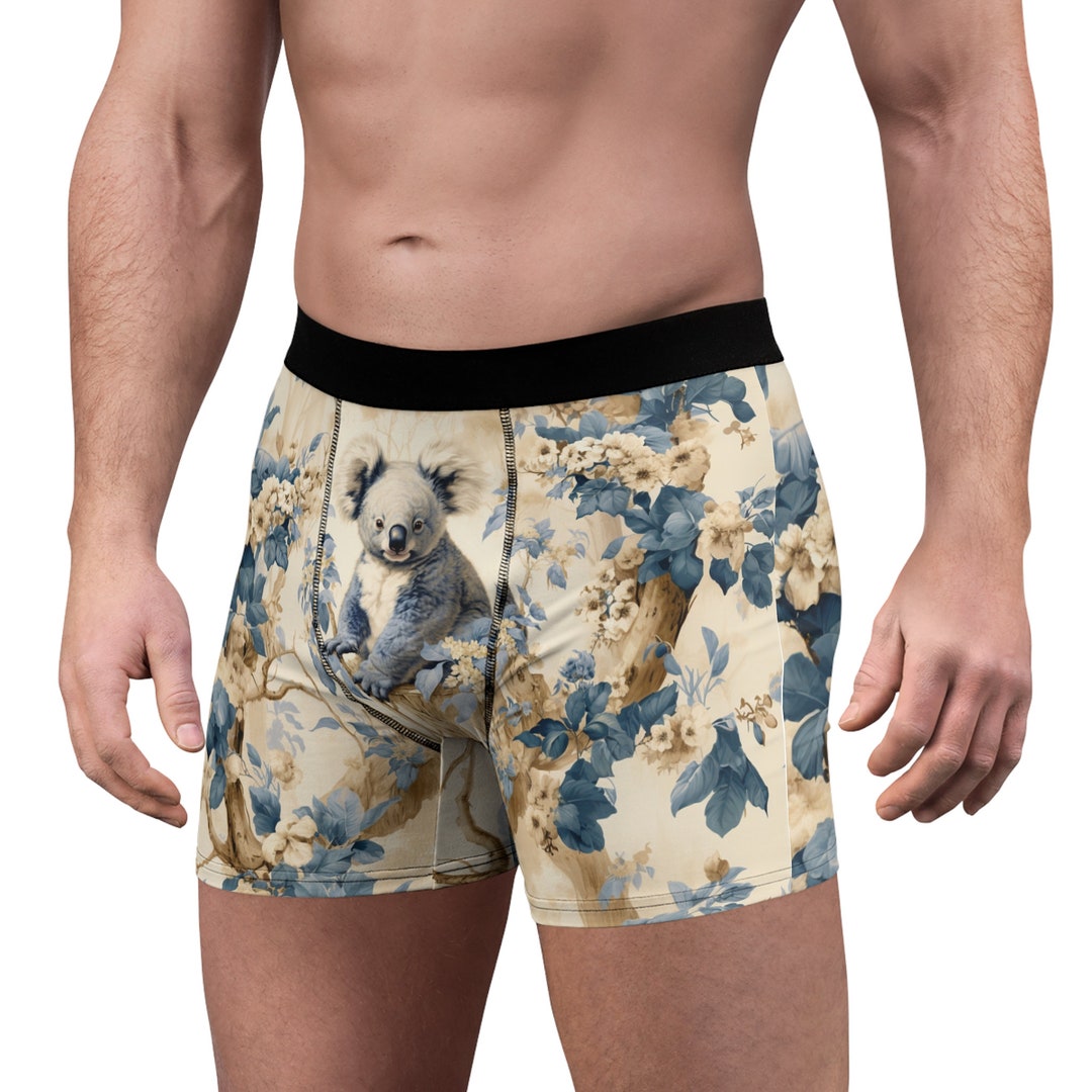 Koala Toile Boxer Briefs Nature-inspired Mens Underwear With Elegant ...