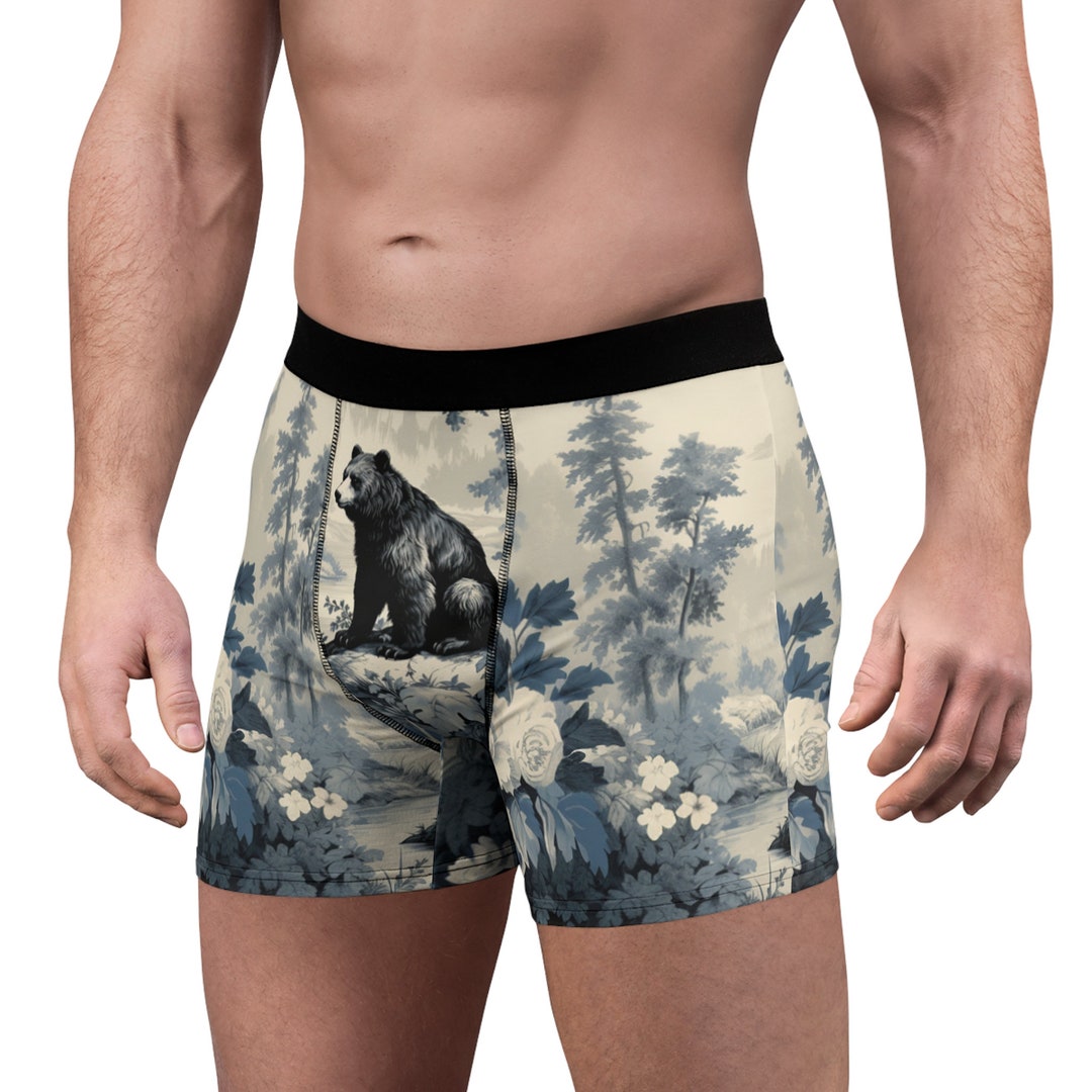 Toile Bear Boxer Briefs Elegant Nature-inspired Mens Underwear - Etsy