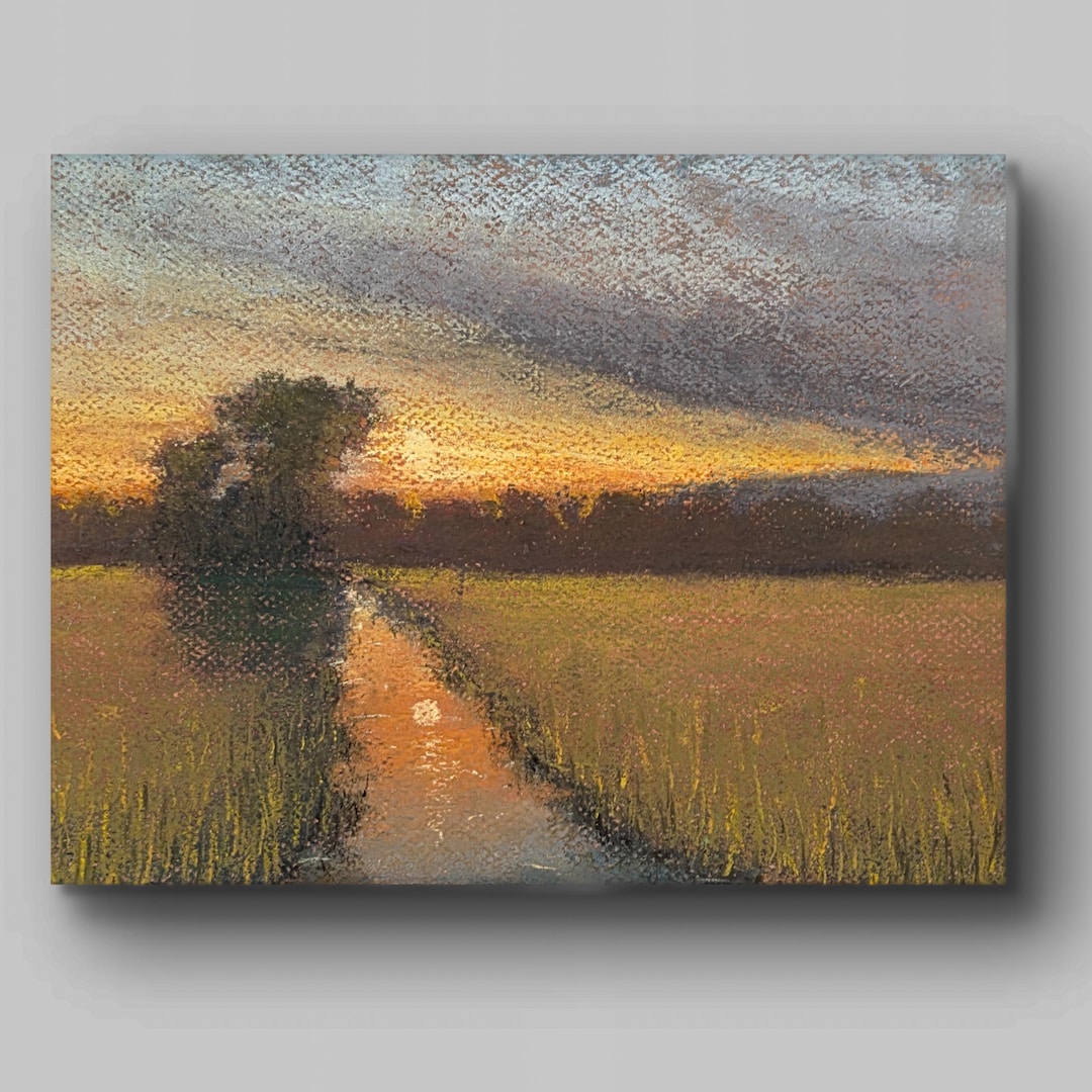 River Sunset Pastel Painting: Original Art 9x12" - Etsy