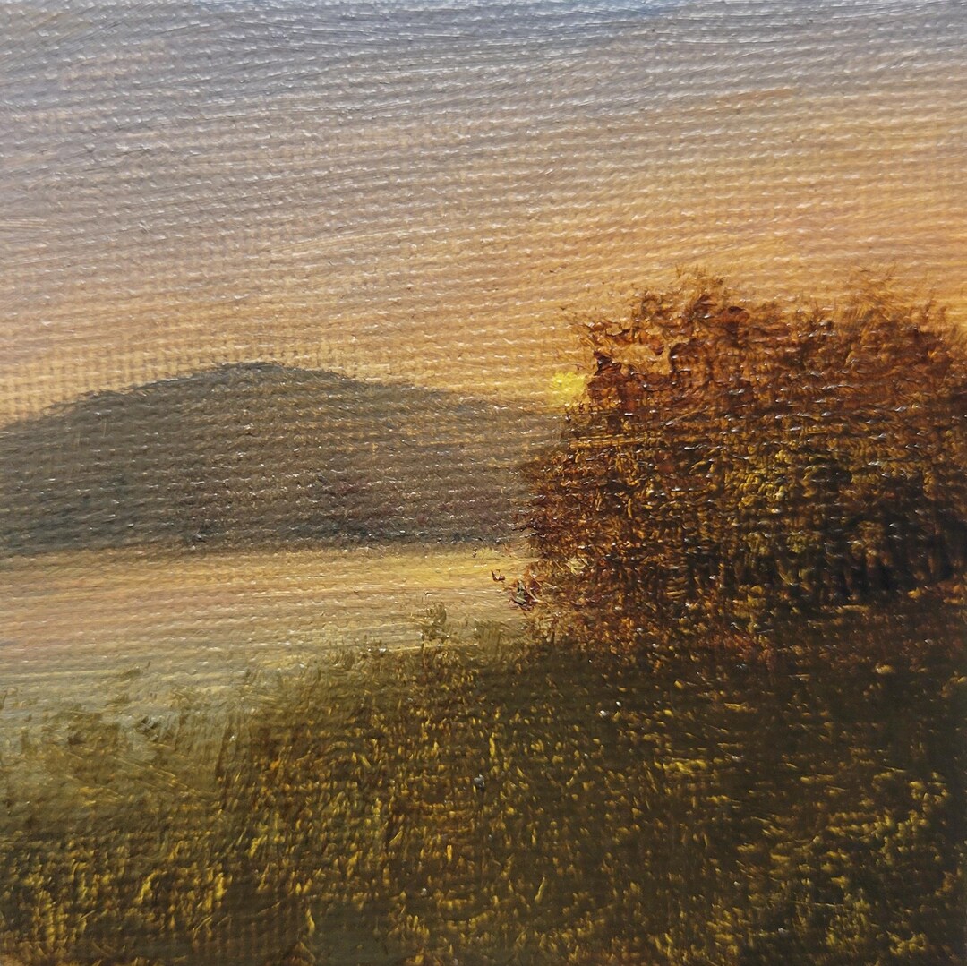 Mini Utah Sunset Painting - Small Original 3"x3" Oil on Canvas ...