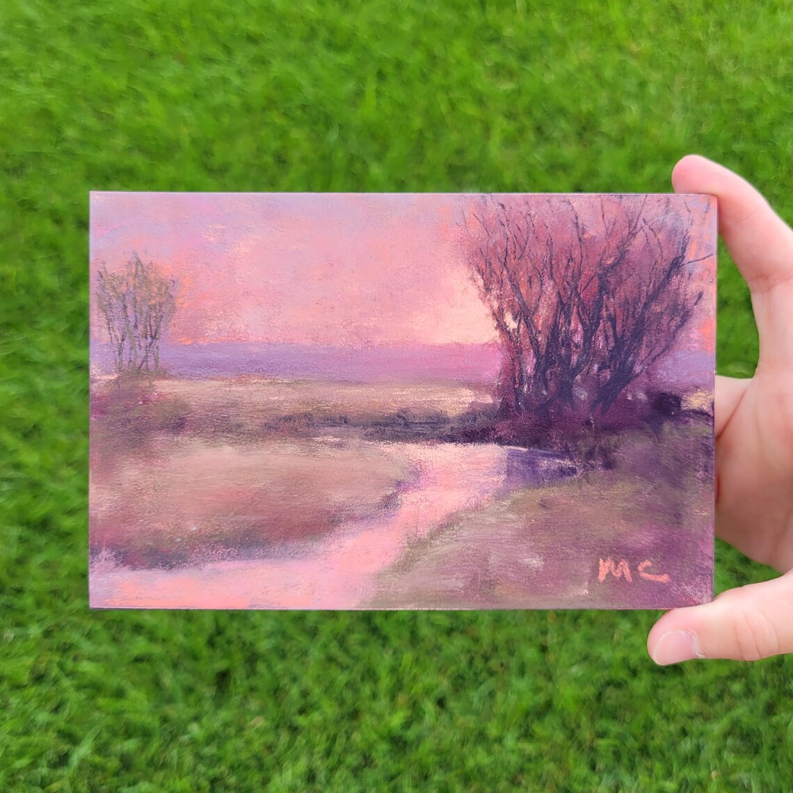 Framed Sunset Painting Small Original 4x6 Soft Pastel on Paper ...