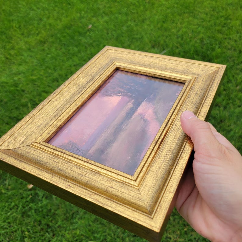 Framed Sunset Painting Small Original 4x6 Soft Pastel on Paper ...