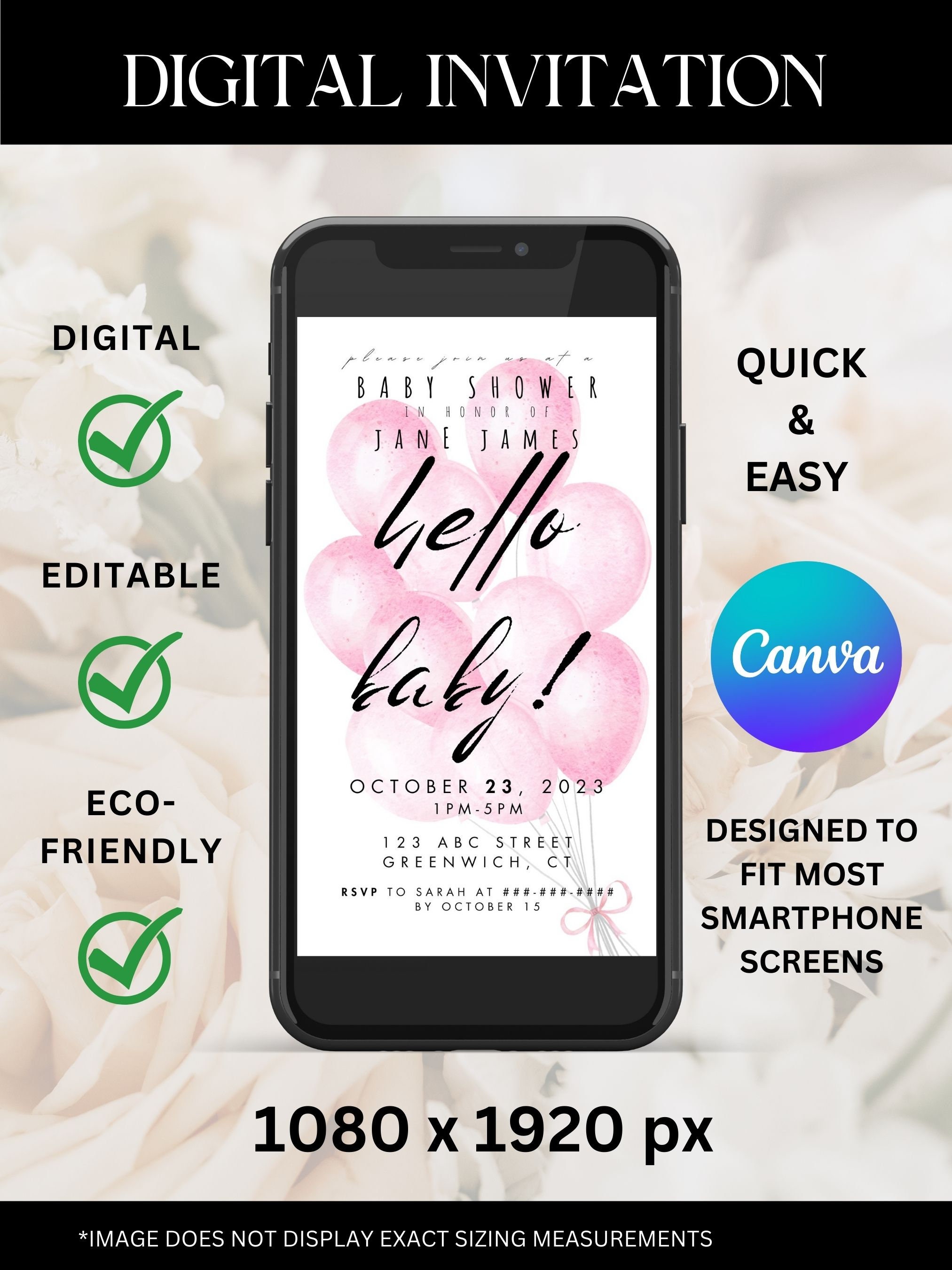 Hello Baby Textable Invitation Baby Shower Canva Template - Etsy