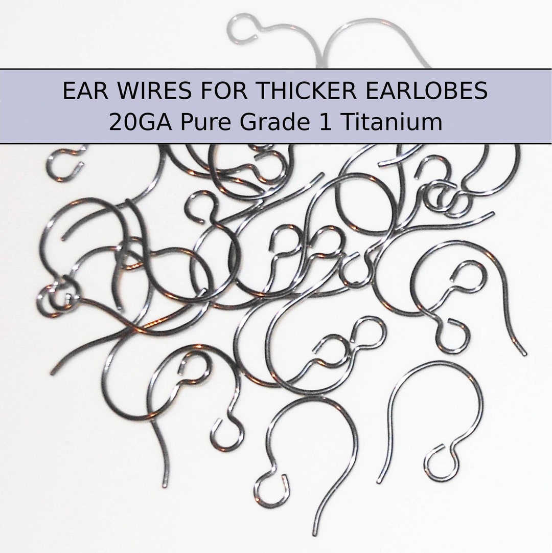 6 Pr. 20GA Hook Ear Wires for Regular and Thicker Earlobes PURE Grade 1 ...
