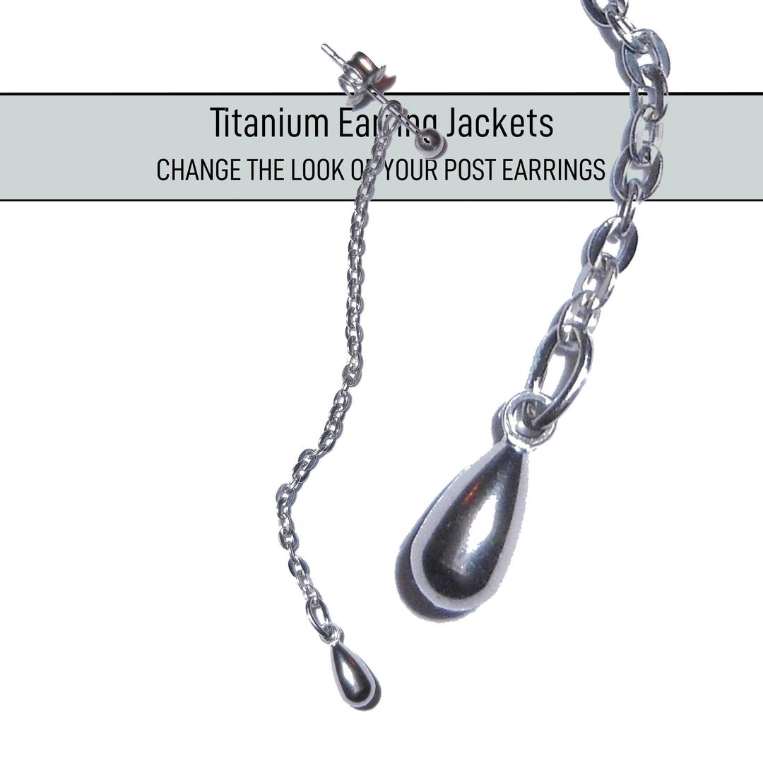 PURE Titanium Chain Threader Ear Jackets: Dangle Earrings for Multiple ...