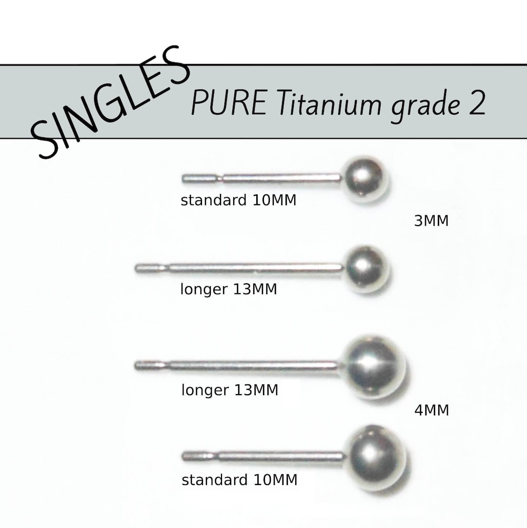 SINGLET PURE Titanium Ball Post Earrings ~ Longer Posts Available ...