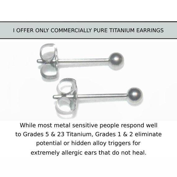 LONGER 3MM PURE Titanium Ball Posts stud Starter Earrings 13MM Length Etsy