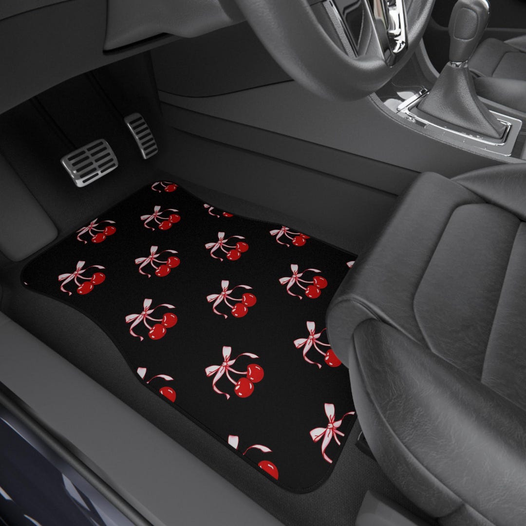 Cherry Bows Car Floor Mats (2pcs), Cherry Car Accessory, Y2k Car ...