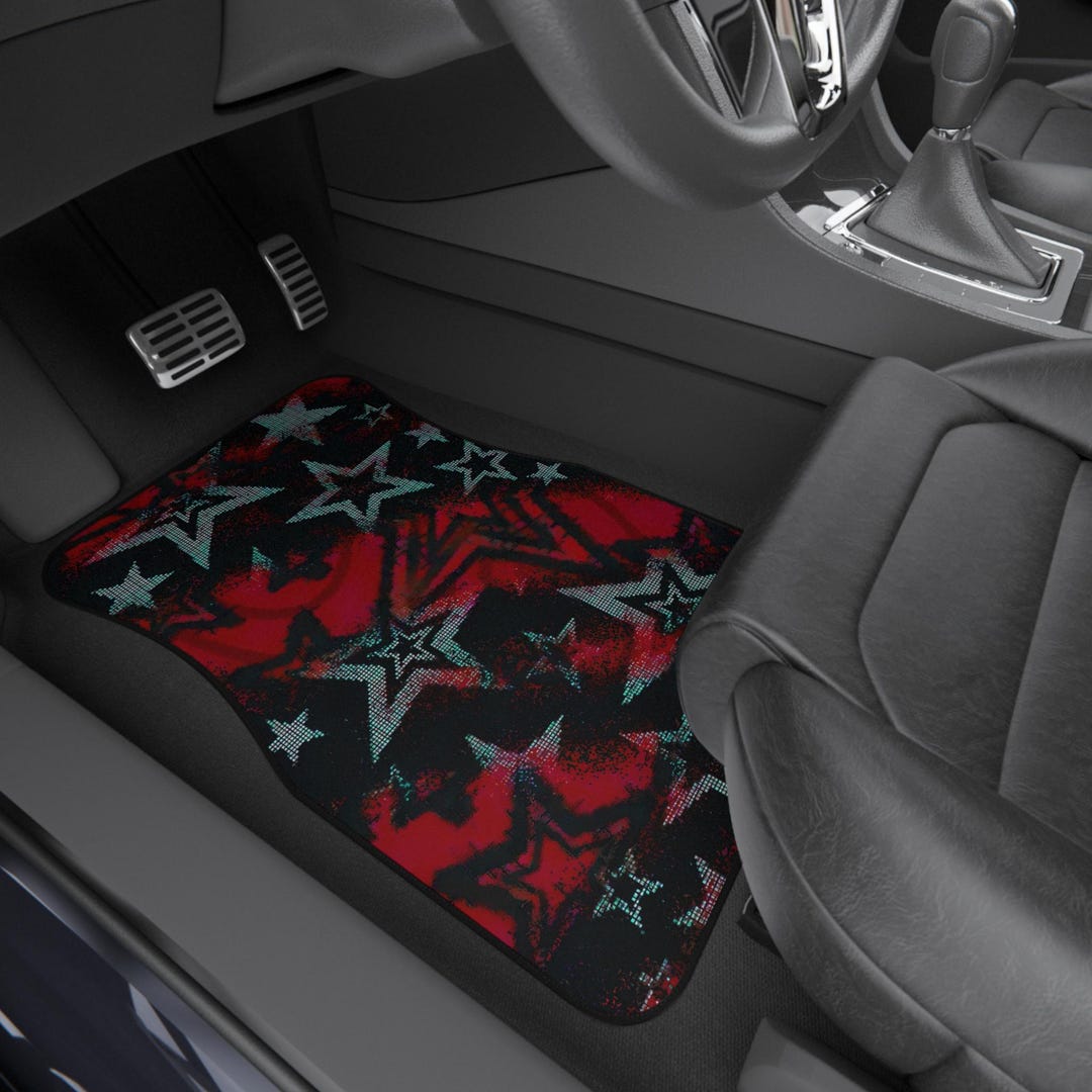 Red Star Mix Car Floor Mats (2pcs), Red Car Accessories, Emo Car Decor ...