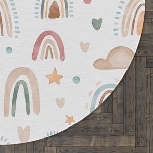 Boho Rainbow Round Rug, Boho Nursery Decor, Pastel Boho Rug, Rainbow ...