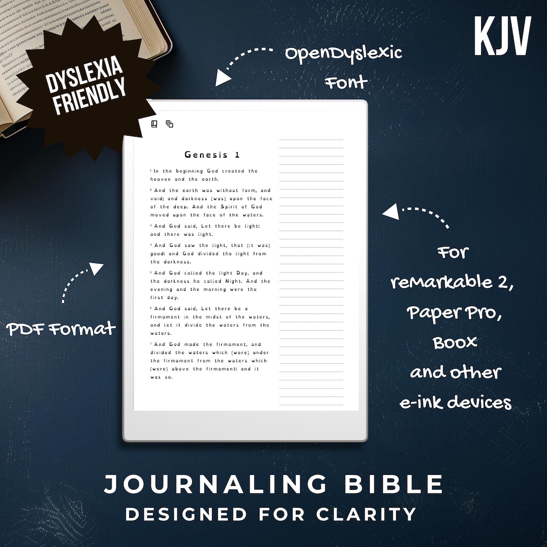 Dyslexia-friendly Digital Bible PDF for Remarkable & Kindle Scribe ...