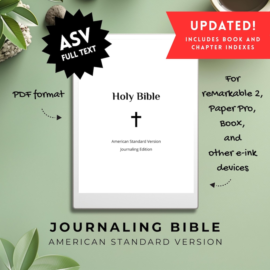 ASV Journaling Bible – Digital PDF Edition – for Remarkable Paper Pro, Rm2, Onyx Boox, E-ink ...