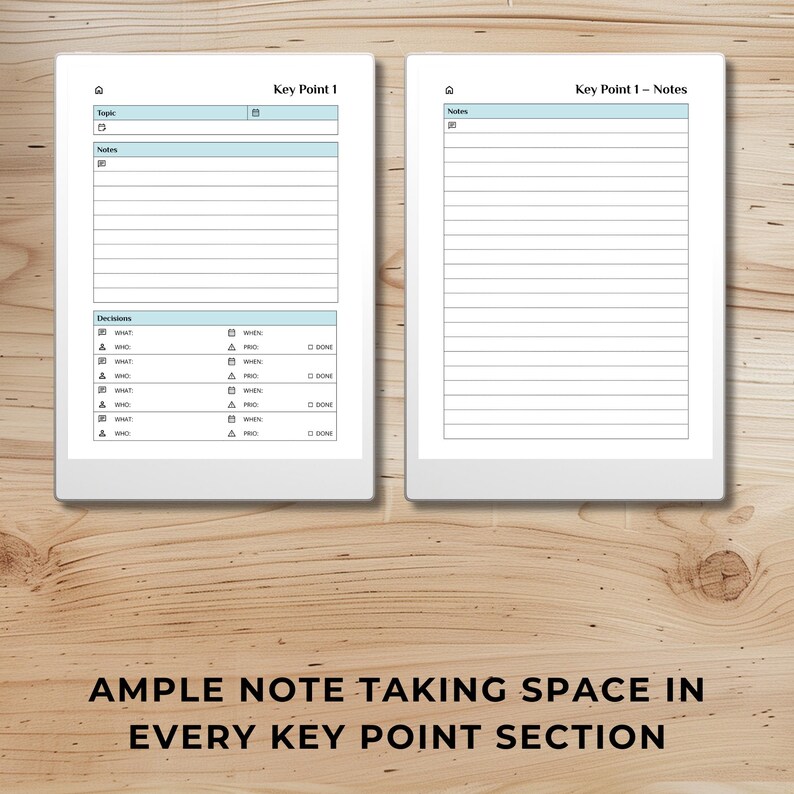 Meeting Notes Template for Remarkable, Onyx Boox, Supernote, E-ink ...