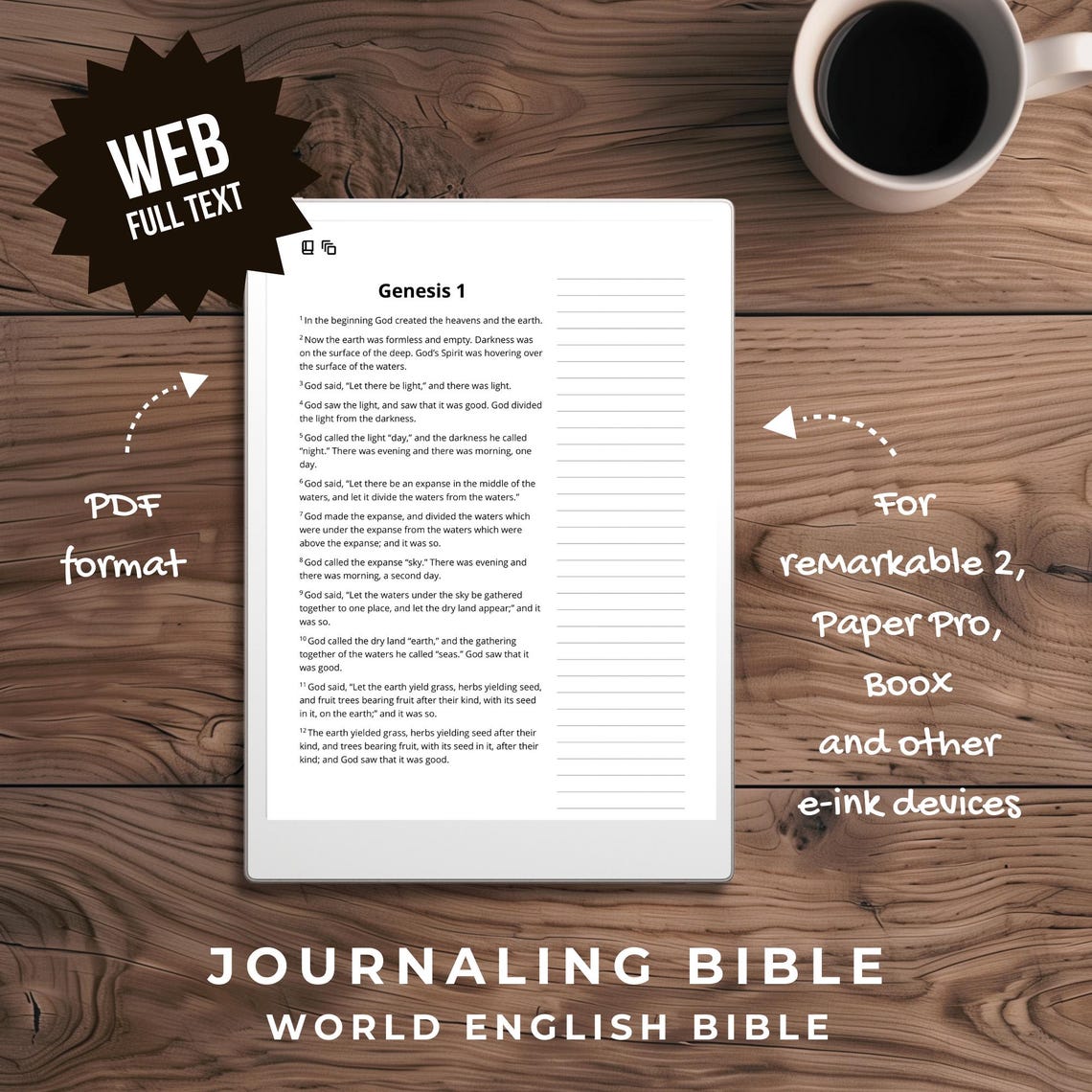 WEB Journaling Bible – Digital PDF Edition – for Remarkable Paper Pro ...