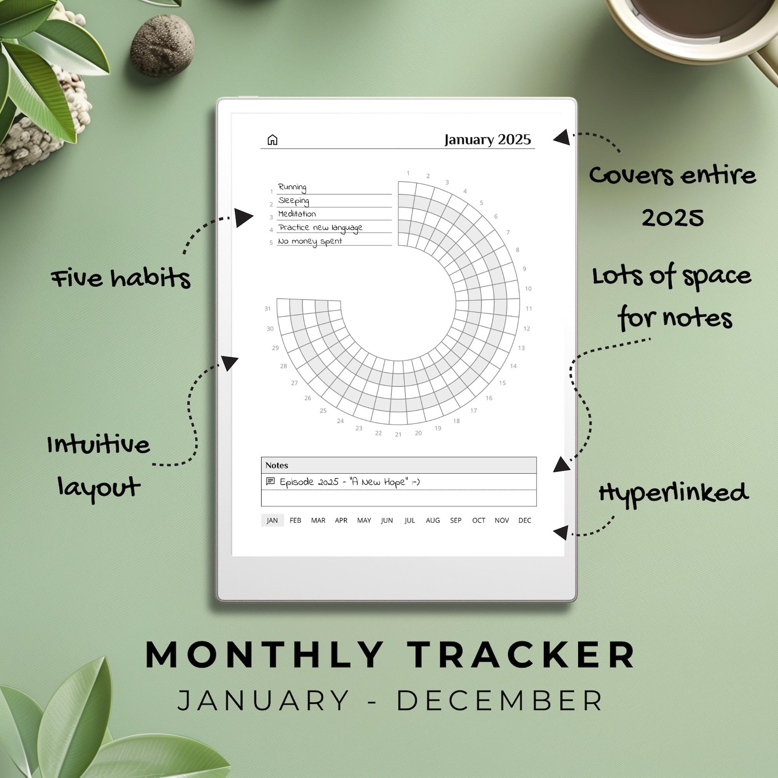 Habit Tracker for Remarkable Paper Pro, Rm2, Onyx Boox, E-ink Color ...